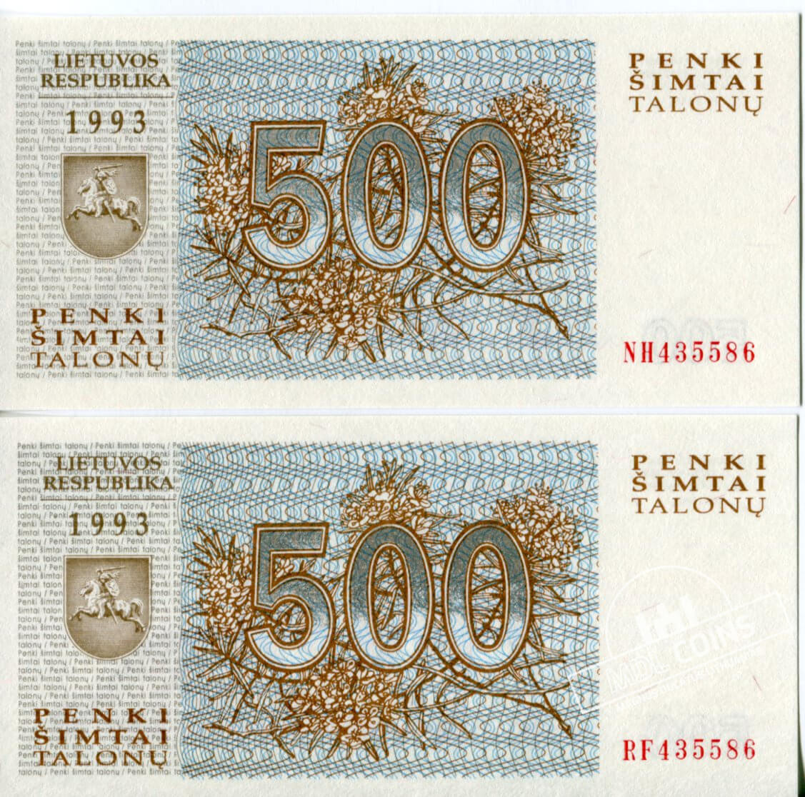 1993 Met 2 X 500 Talon Su Vienodais Nr Bet Skirtingomis Serijomis 1993 Met 2 X 500 Talon Su Vienodais Nr Bet Skirtingomis Serijomis